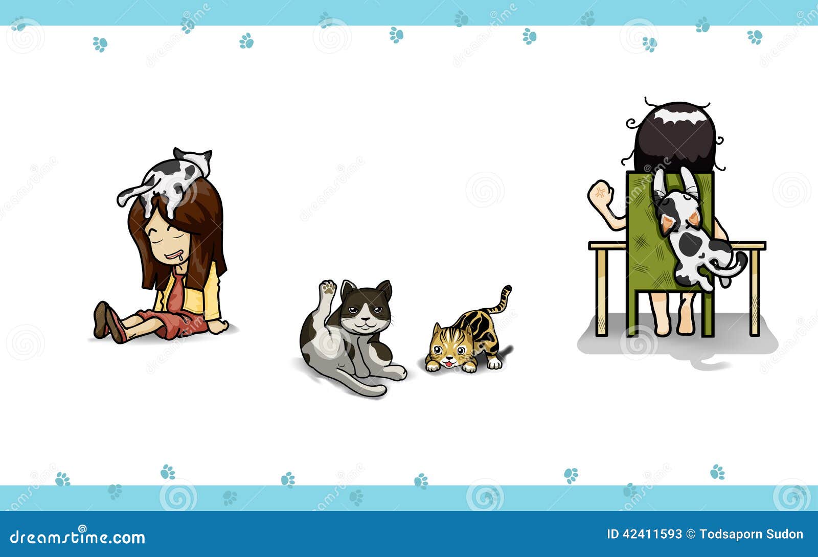 Action with cat stock illustration. Illustration of black - 42411593