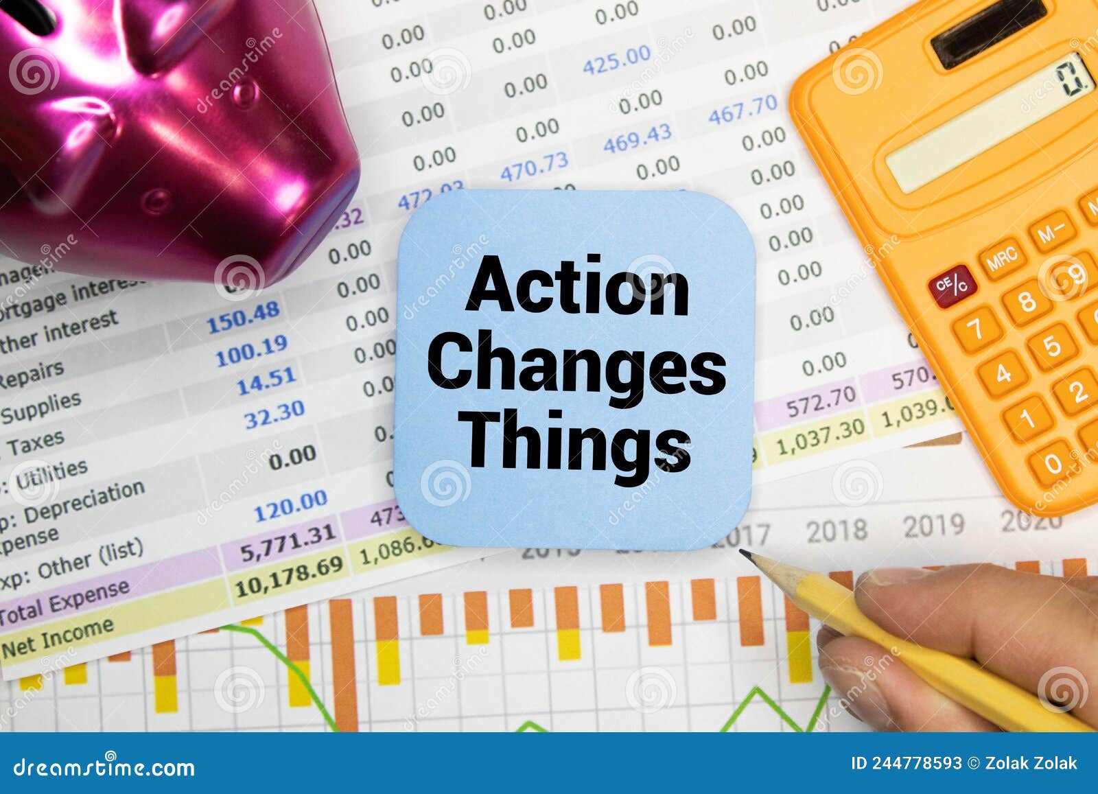 Action Changes Things ACT Text on a Magnifying Glass and on an Open ...