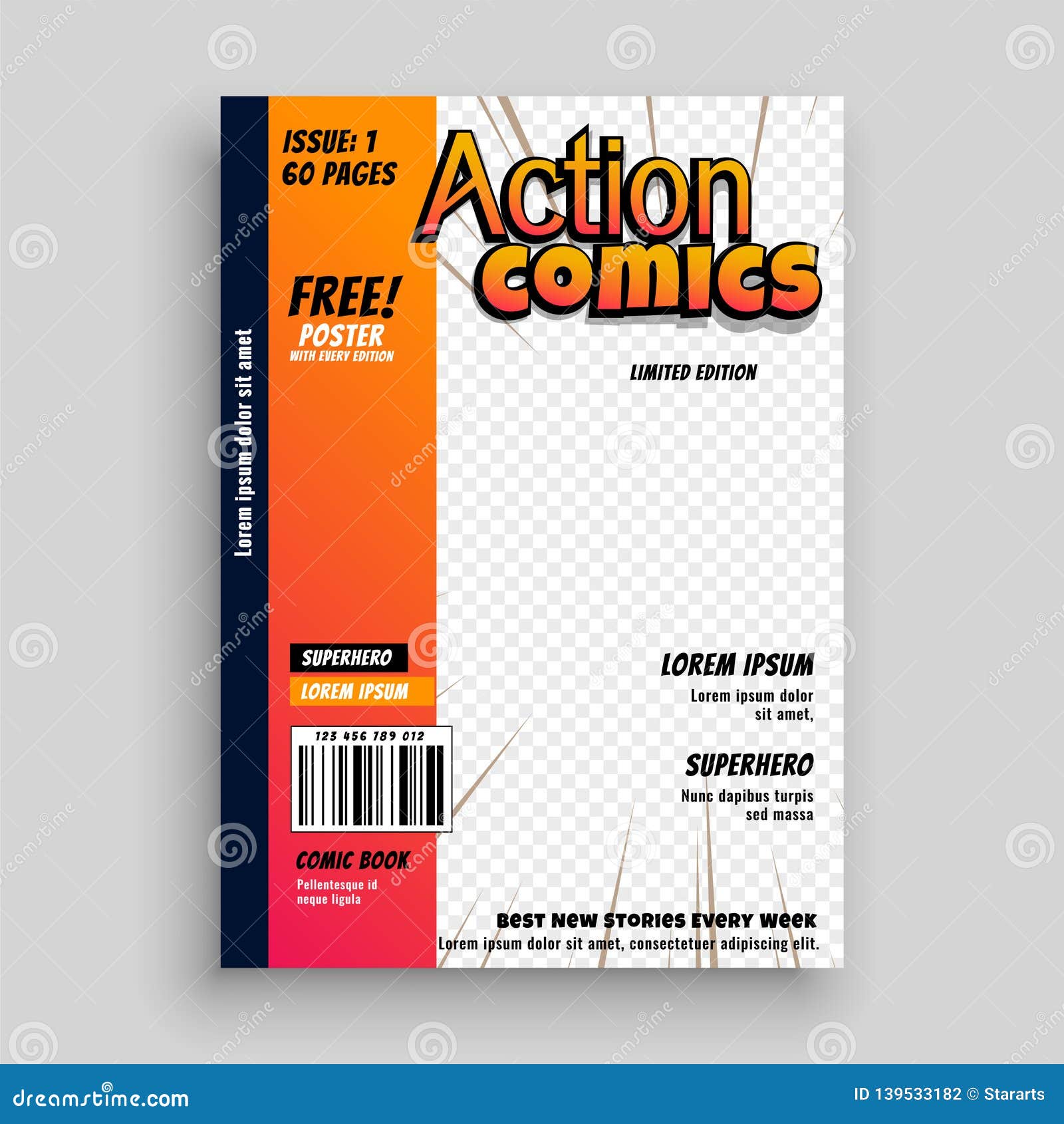 Action Comic Book Cover Page Design Vector Illustration | CartoonDealer ...