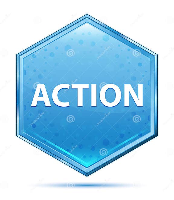 Action Crystal Blue Hexagon Button Stock Illustration - Illustration of ...