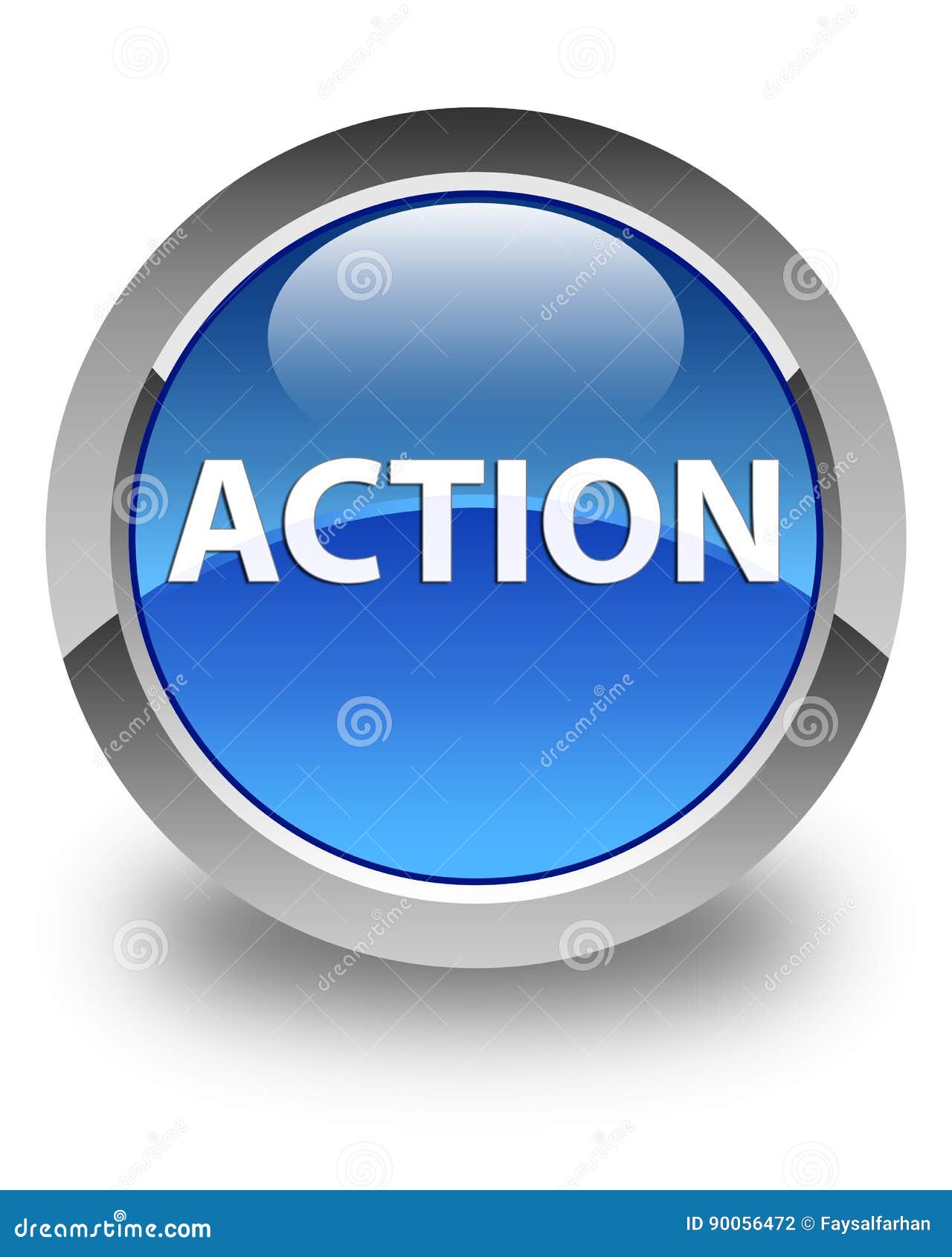 Action Glossy Blue Round Button Stock Illustration - Illustration of ...