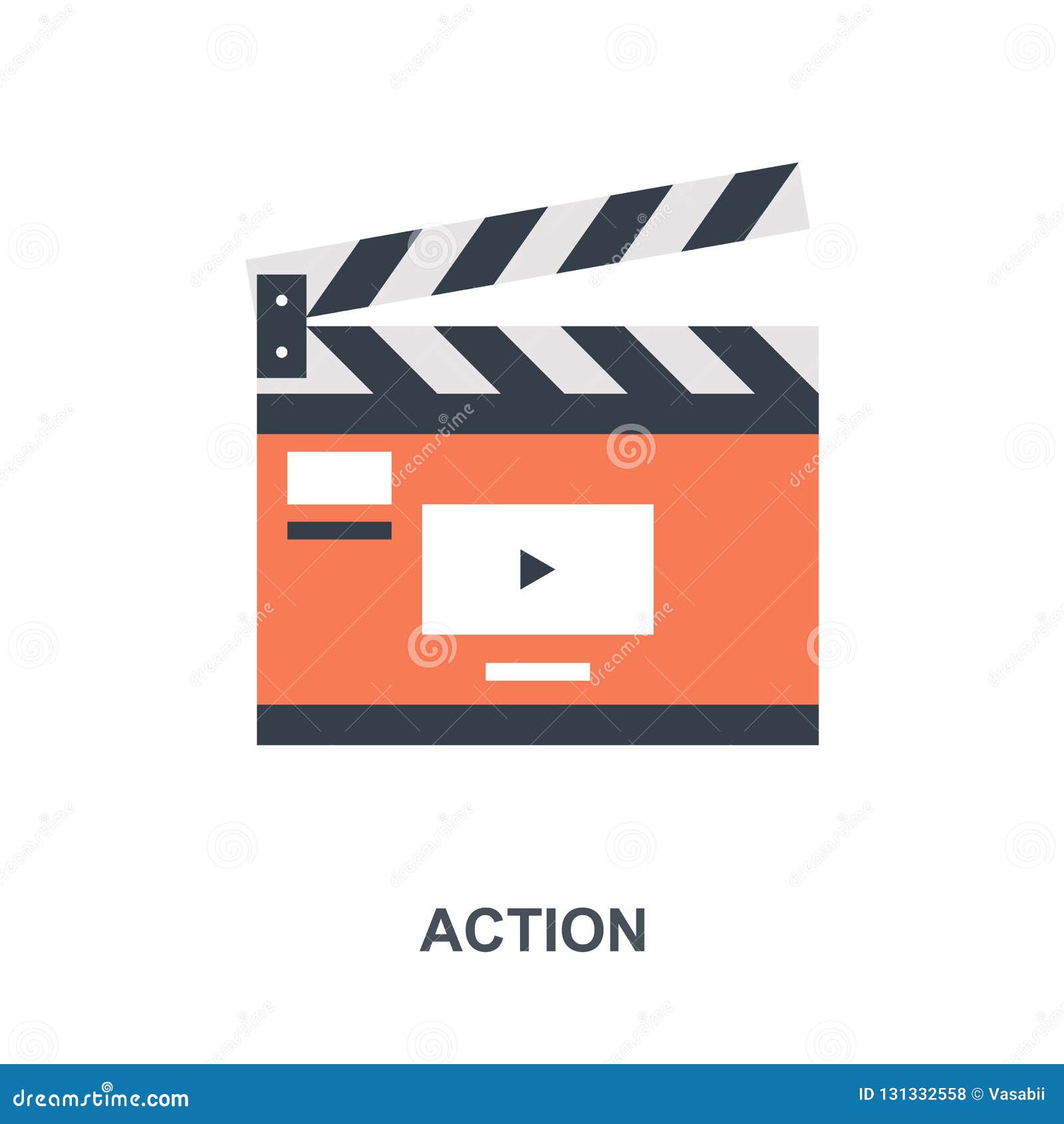 Action icon concept stock vector. Illustration of motionpicture - 131332558