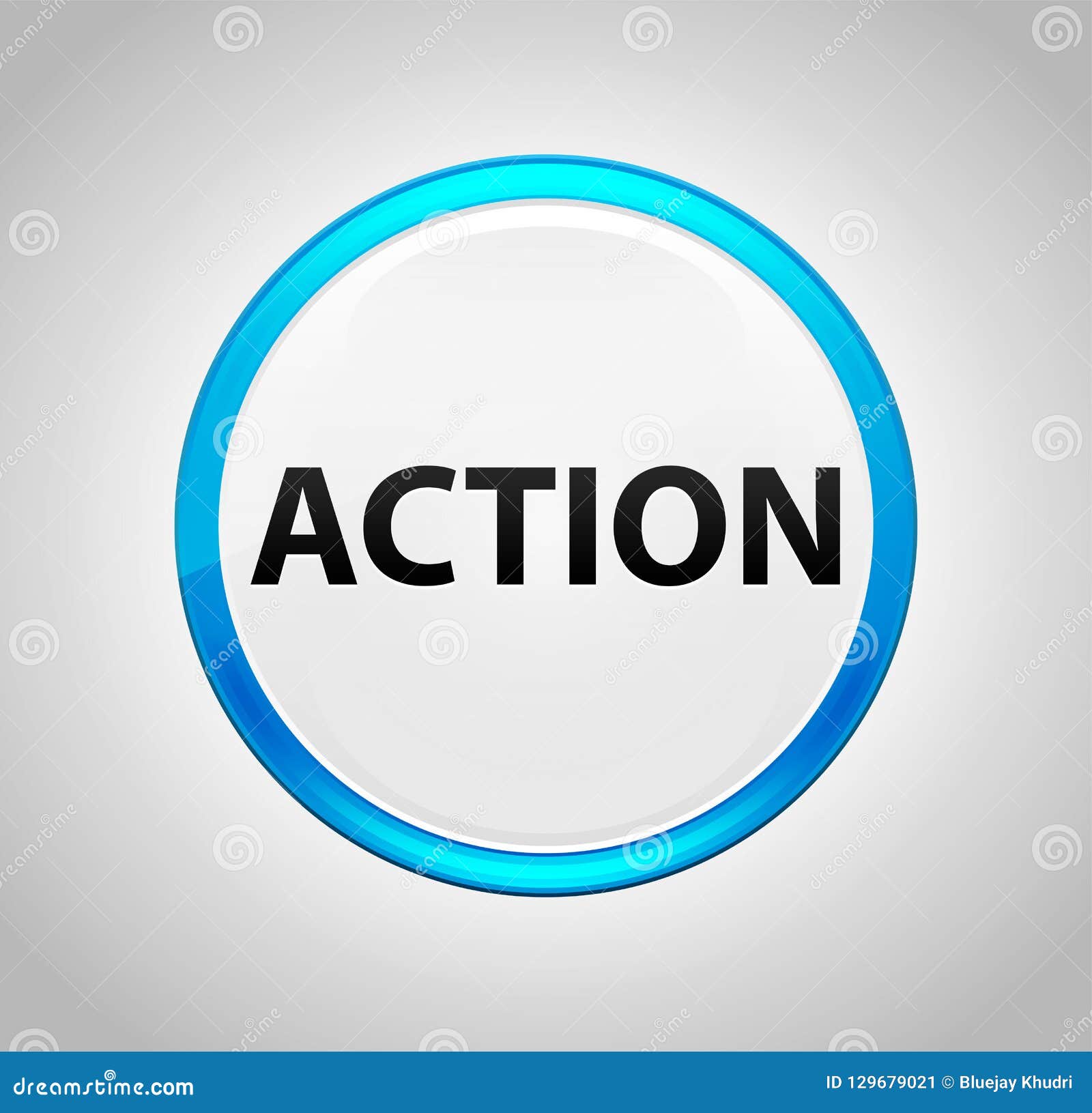 Action Round Blue Push Button Stock Illustration - Illustration of ...