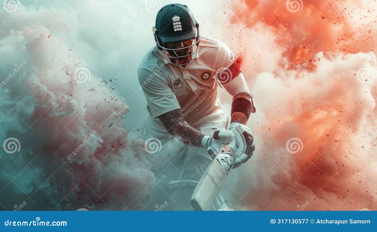 An Action Montage with a Cricket Batsman in the Center Surrounded by ...