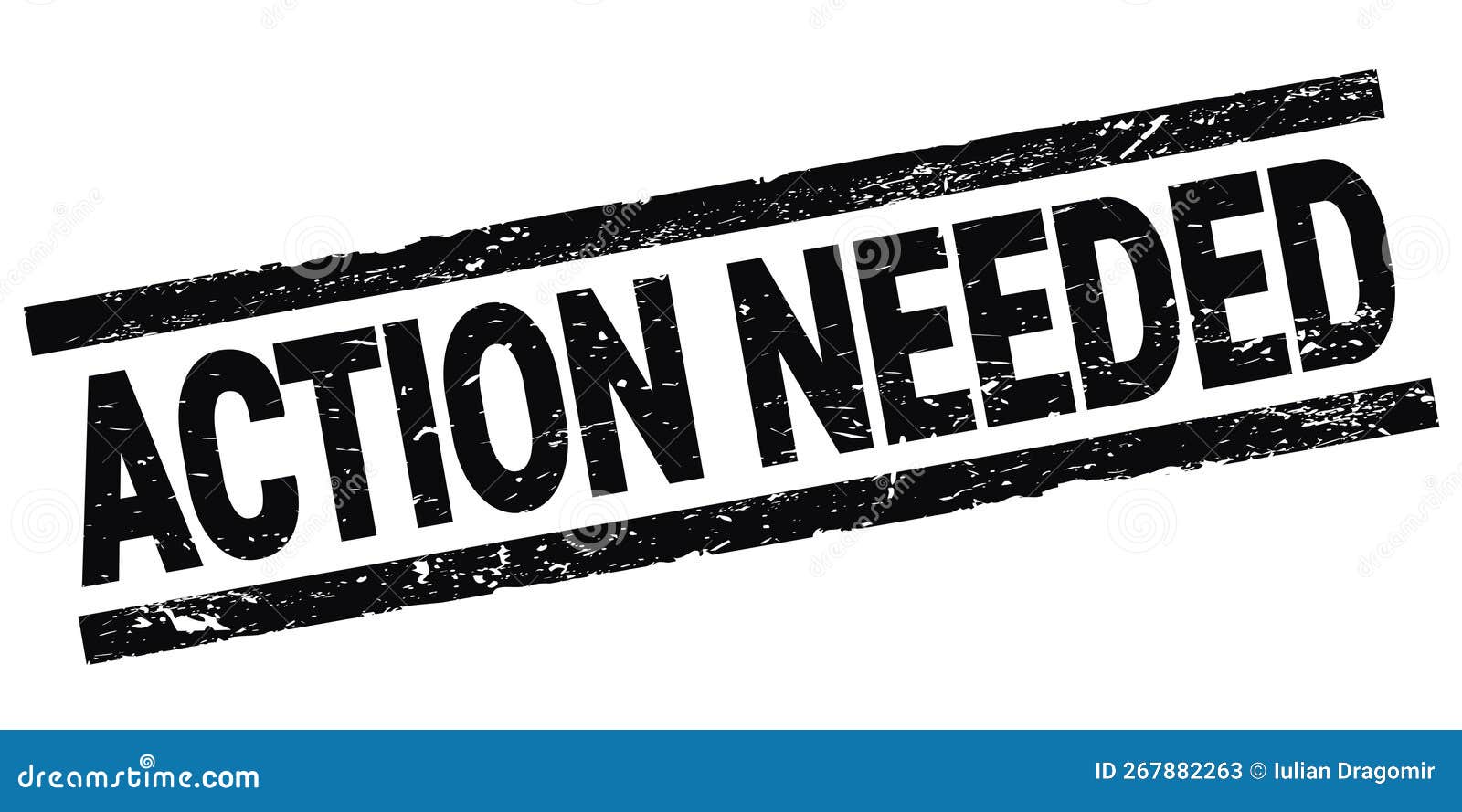 ACTION NEEDED Text on Black Rectangle Stamp Sign Stock Illustration ...