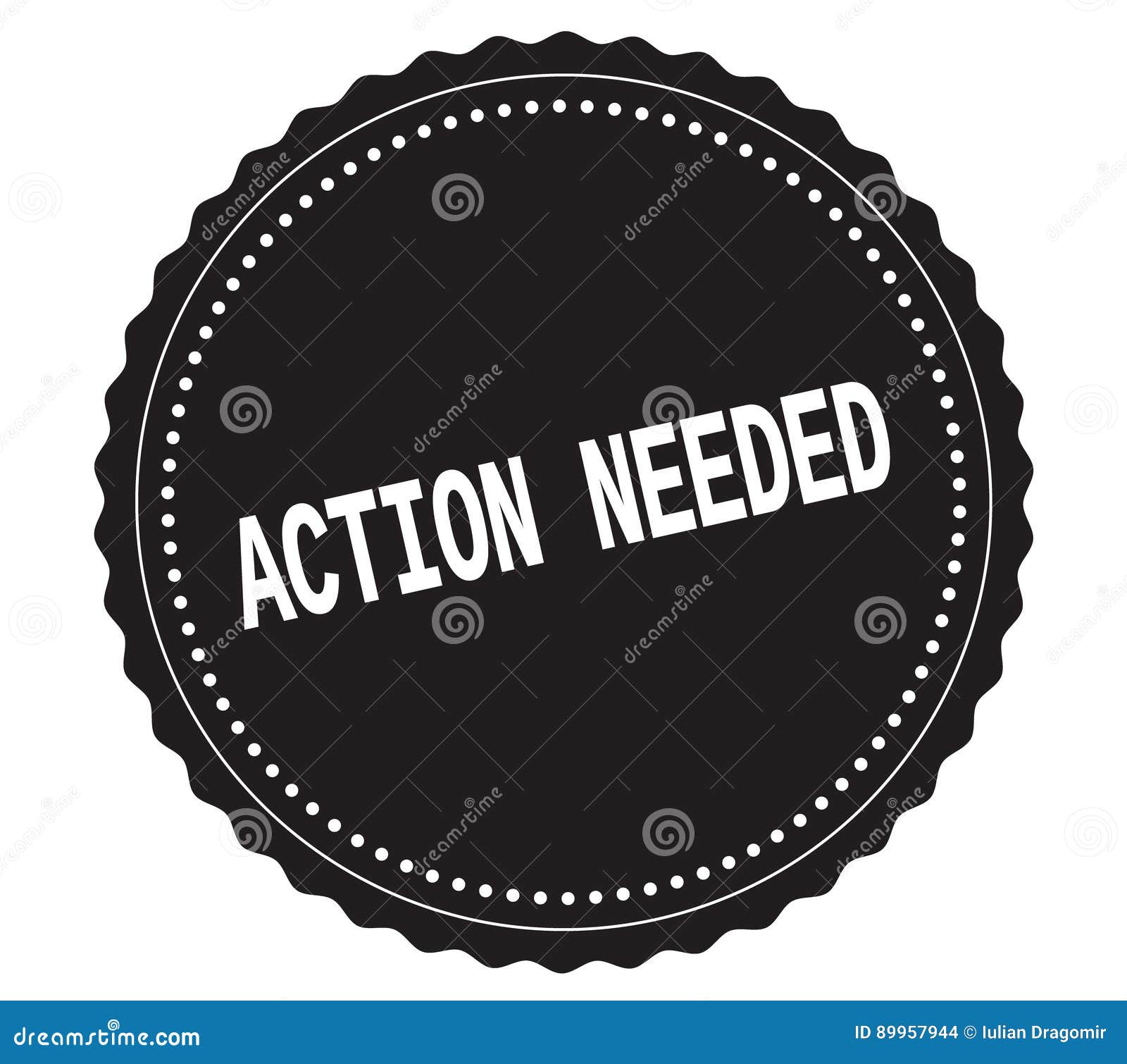ACTION-NEEDED Text, on Black Sticker Stamp. Stock Illustration ...