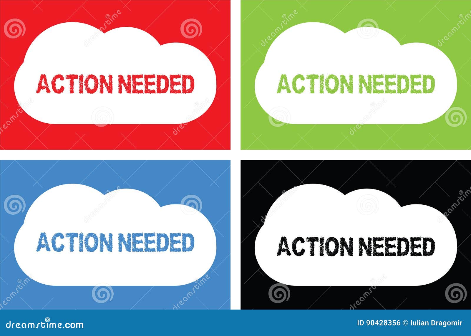 ACTION NEEDED Text, on Cloud Bubble Sign. Stock Illustration ...