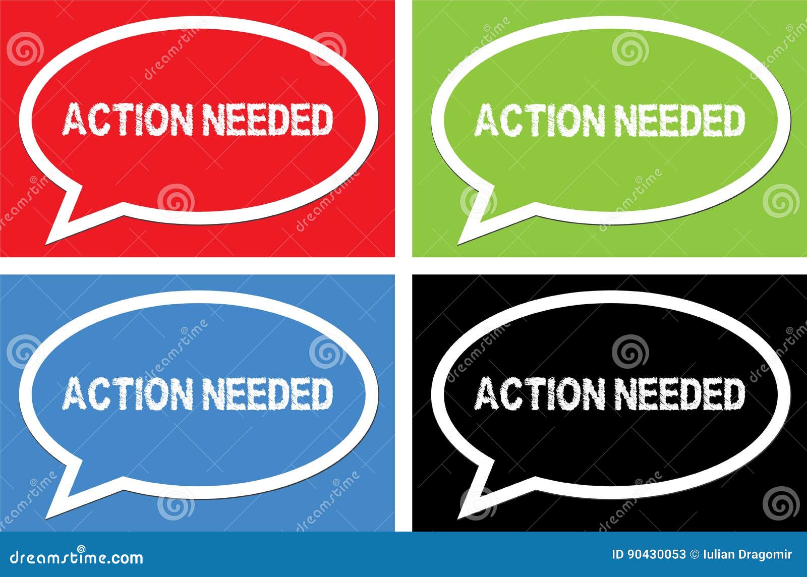 ACTION NEEDED Text, on Ellipse Speech Bubble Sign. Stock Illustration ...