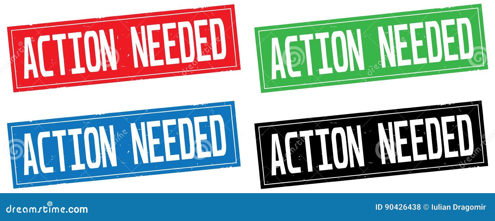 ACTION NEEDED Text, on Rectangle Stamp Sign. Stock Illustration ...