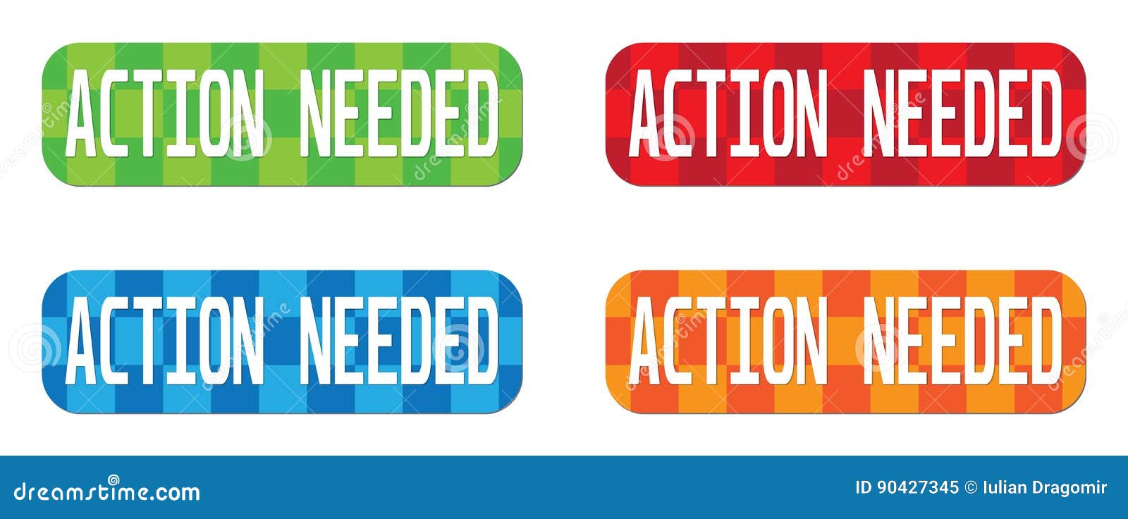 ACTION NEEDED Text, on Rectangle, Zig Zag Pattern Stamp Sign. Stock ...