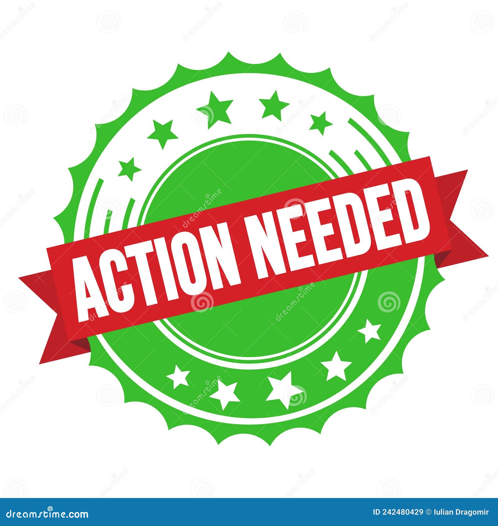 ACTION NEEDED Text on Red Green Ribbon Stamp Stock Illustration ...