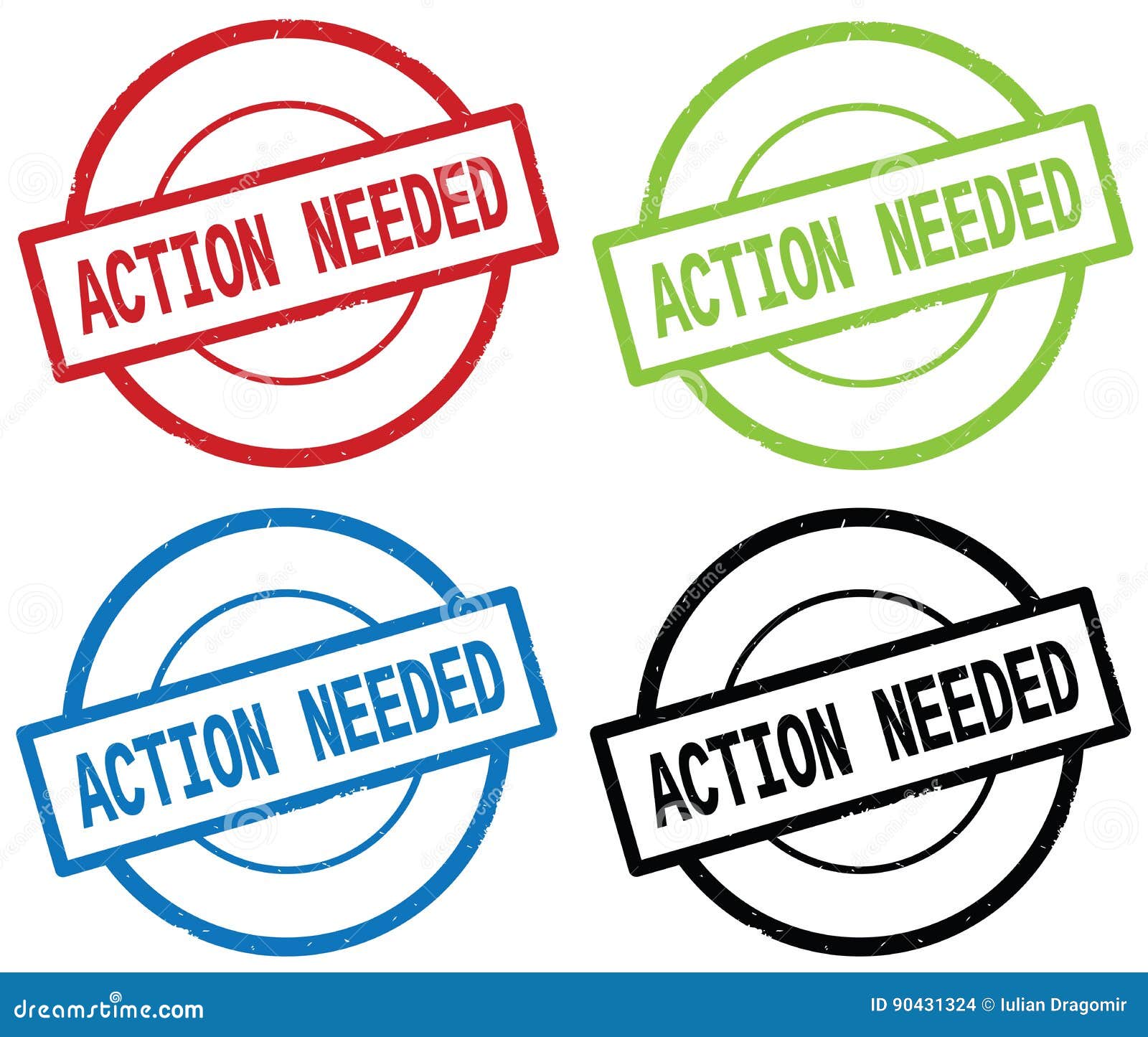 ACTION NEEDED Text, on Round Simple Stamp Sign. Stock Illustration ...