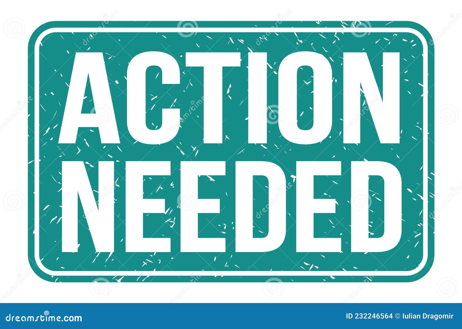 ACTION NEEDED, Words on Blue Rectangle Stamp Sign Stock Illustration ...