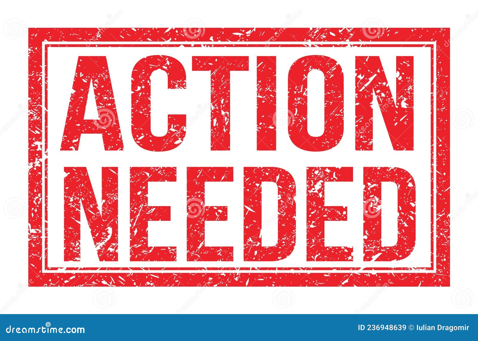 ACTION NEEDED, Words on Red Rectangle Stamp Sign Stock Illustration ...