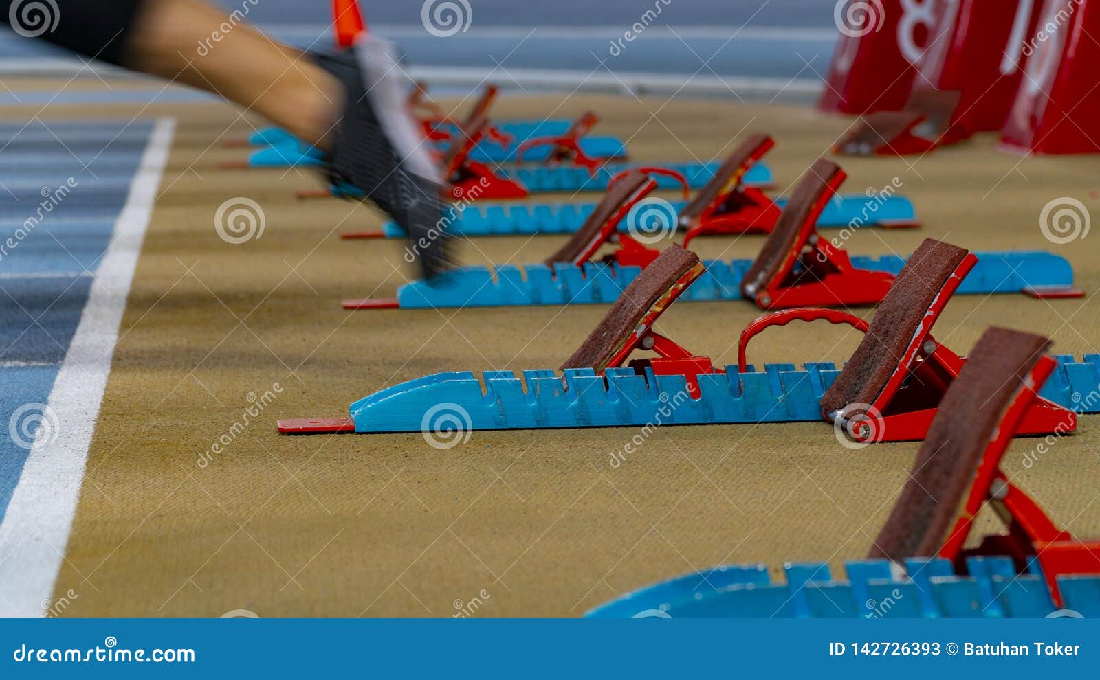Action Packed Image of an Athlete Leaving the Starting Blocks Stock ...