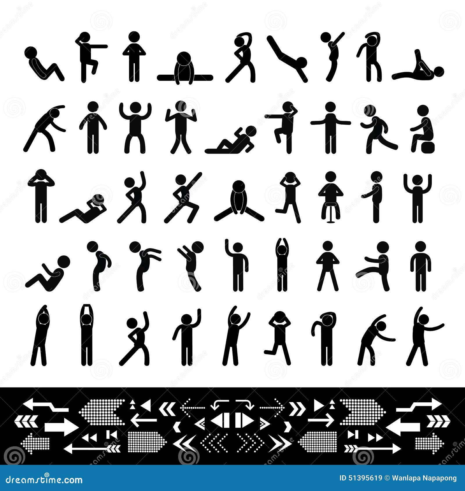 Action people symbol set stock vector. Illustration of fitness - 51395619