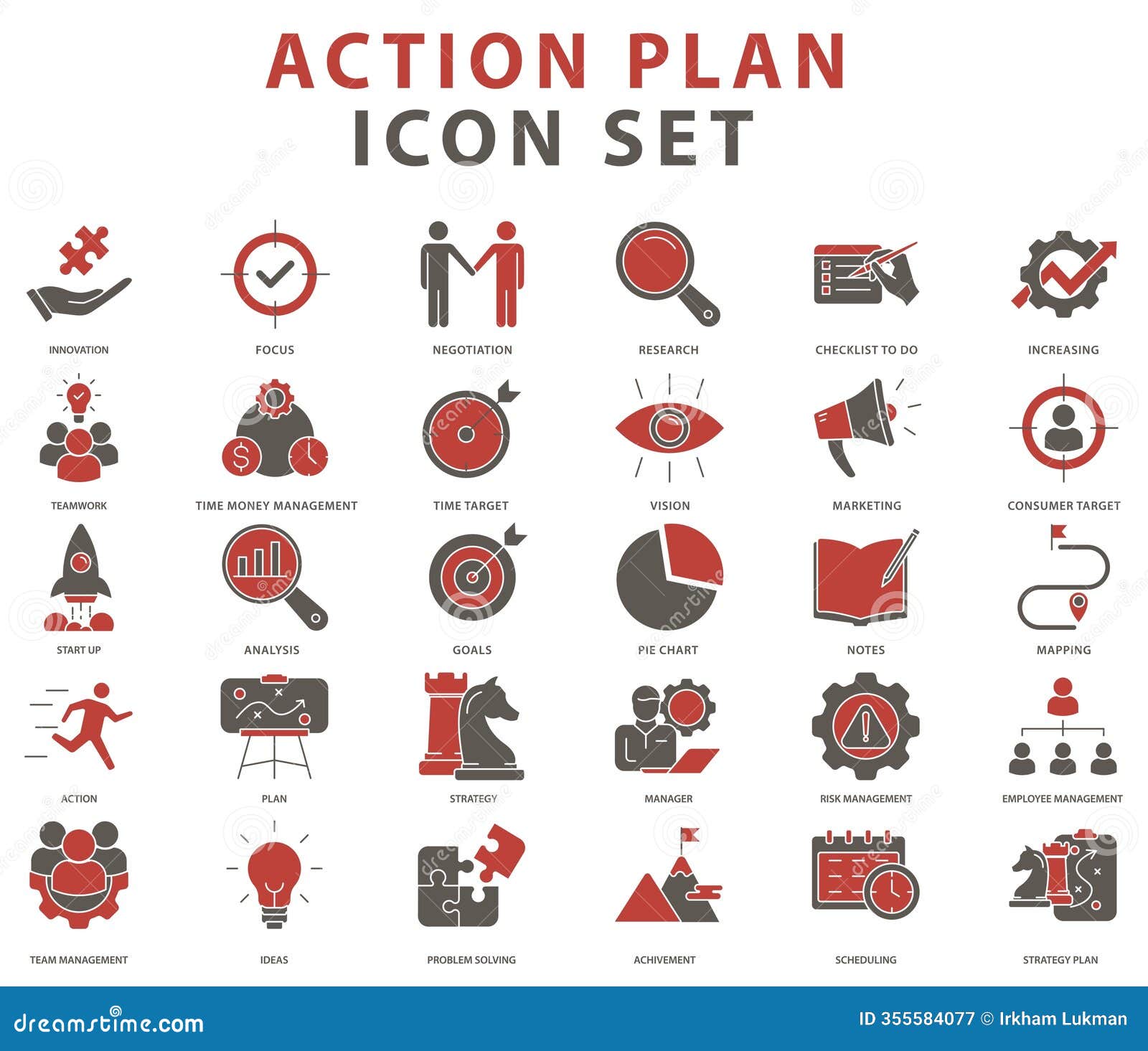 Action Plan icon set stock illustration. Illustration of vector - 355584077