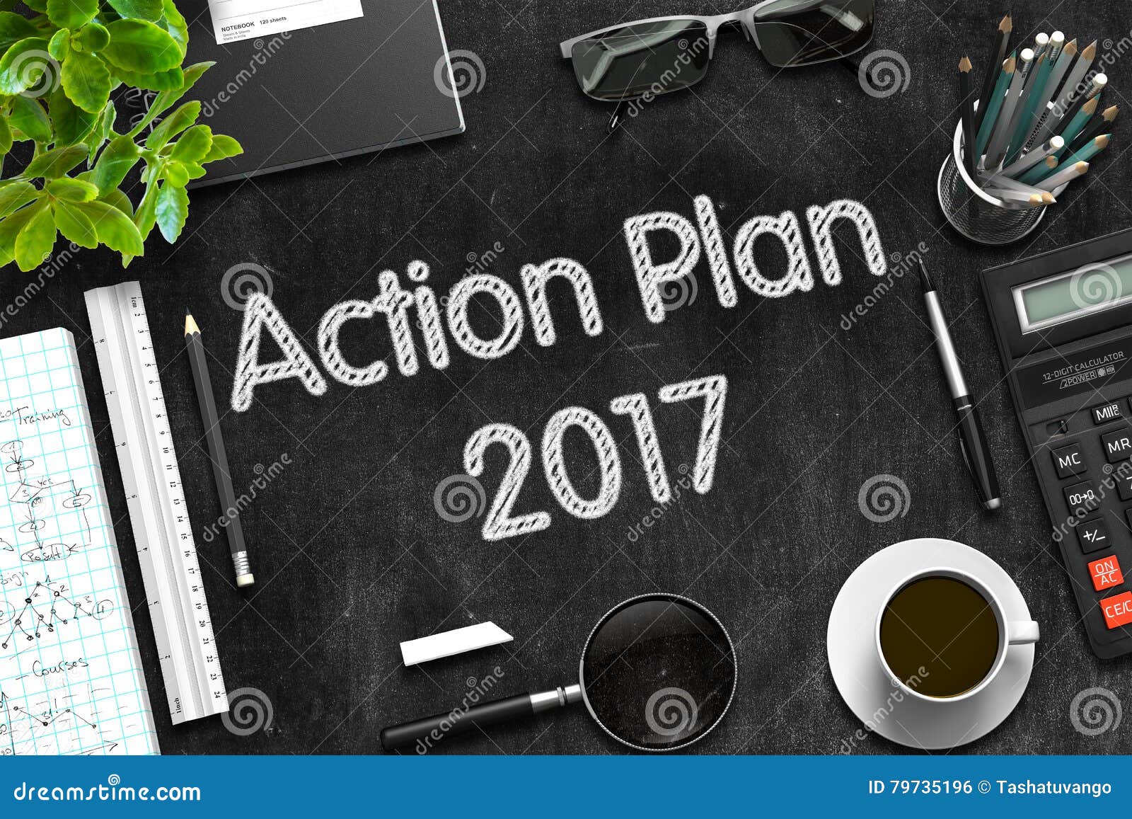 Action Plan 2017 on Black Chalkboard. 3D Rendering. Stock Photo - Image ...