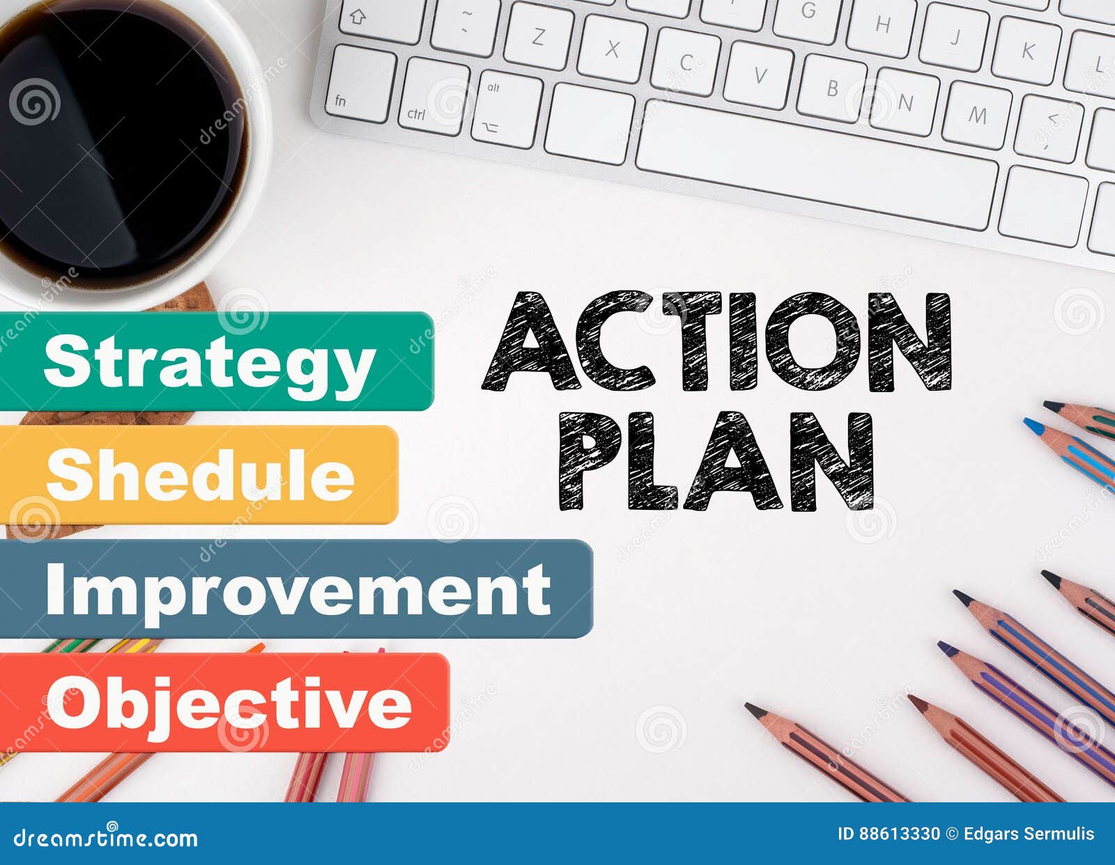 Action Plan Business Concept. White Office Desk Stock Photo - Image of ...
