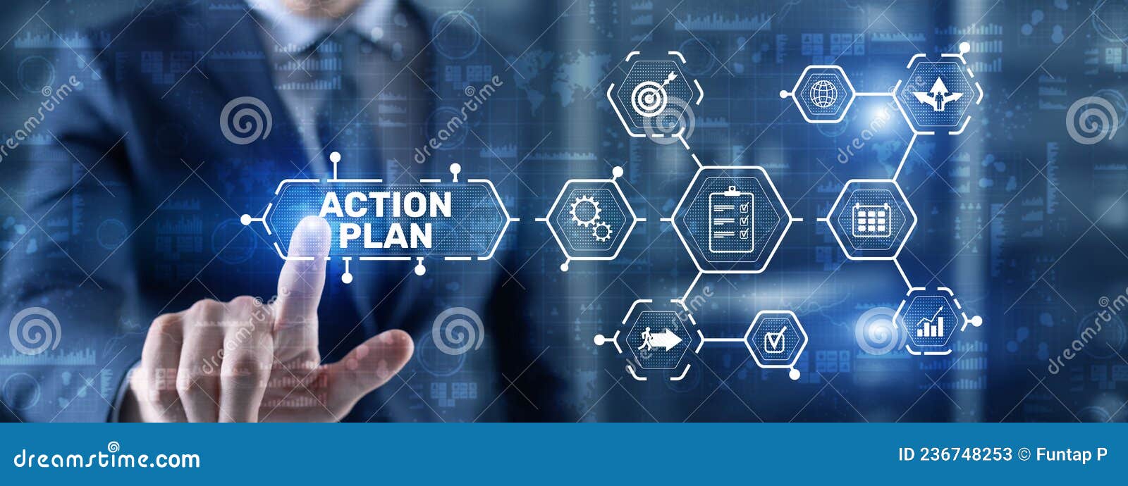 Action Plan Business Technology Strategy Concept on Virtual Screen ...