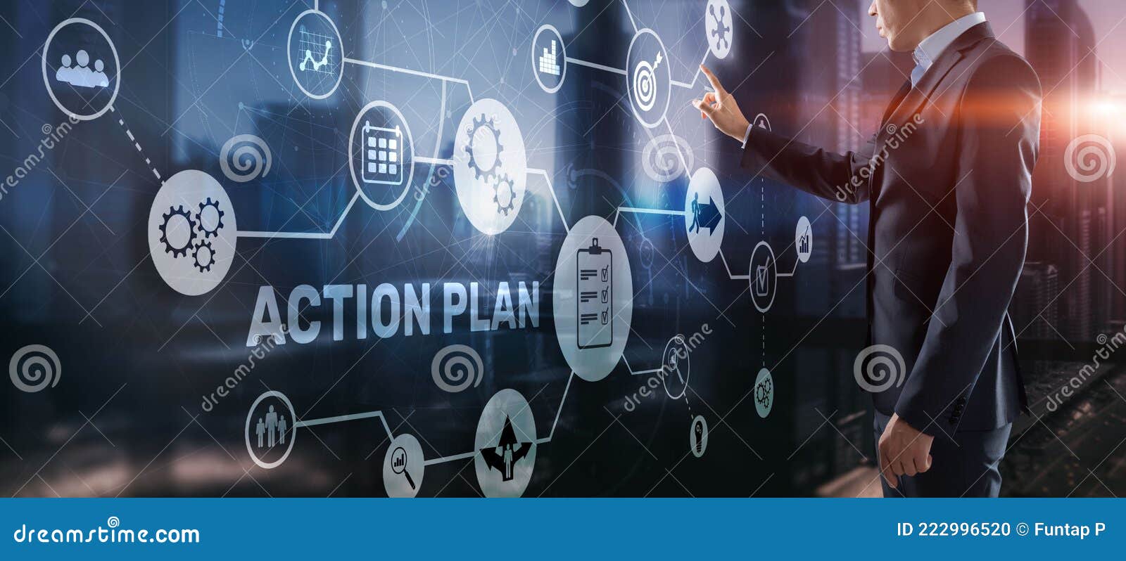 Action Plan Business Technology Strategy Concept on Virtual Screen ...