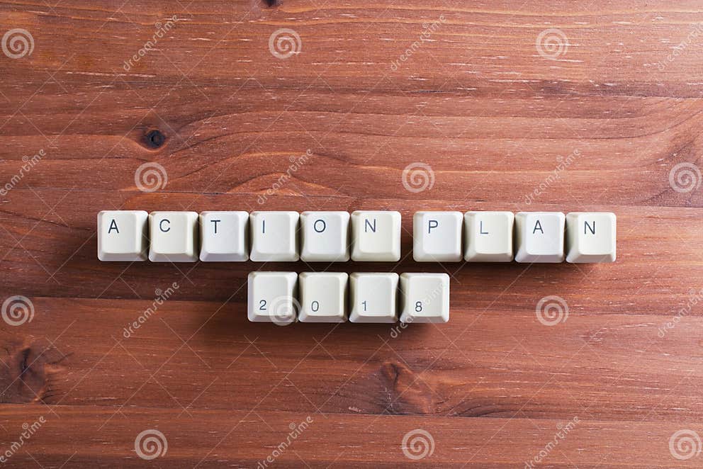 Action Plan 2018 on Computer Keyboard Keys Buttons on Wooden Background Stock Photo - Image of ...