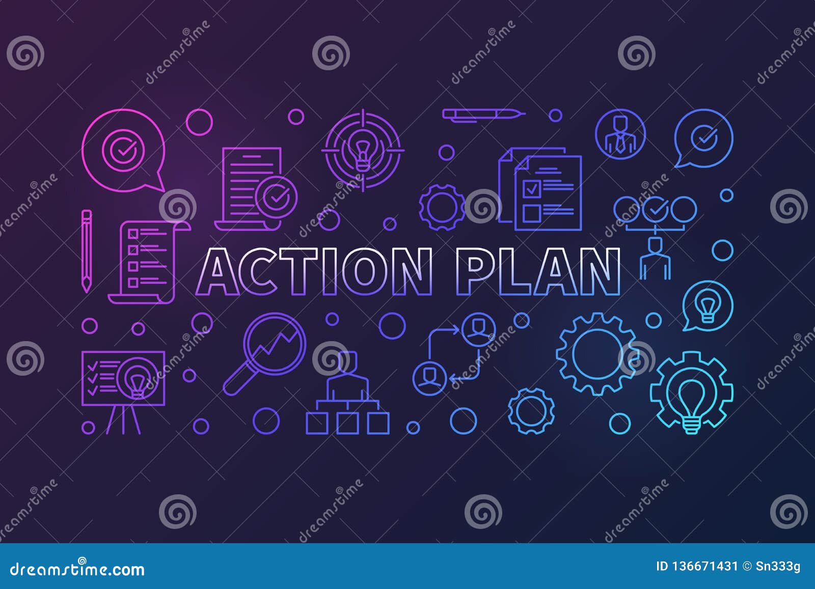 Action Plan Horizontal Creative Outline Banner or Illustration Stock ...