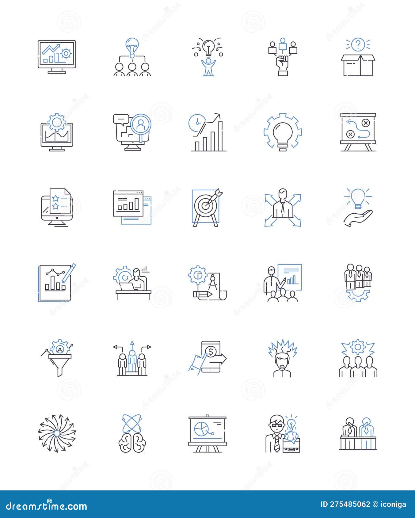 Action Plan Line Icons Collection. Strategy, Implementation, Goals ...