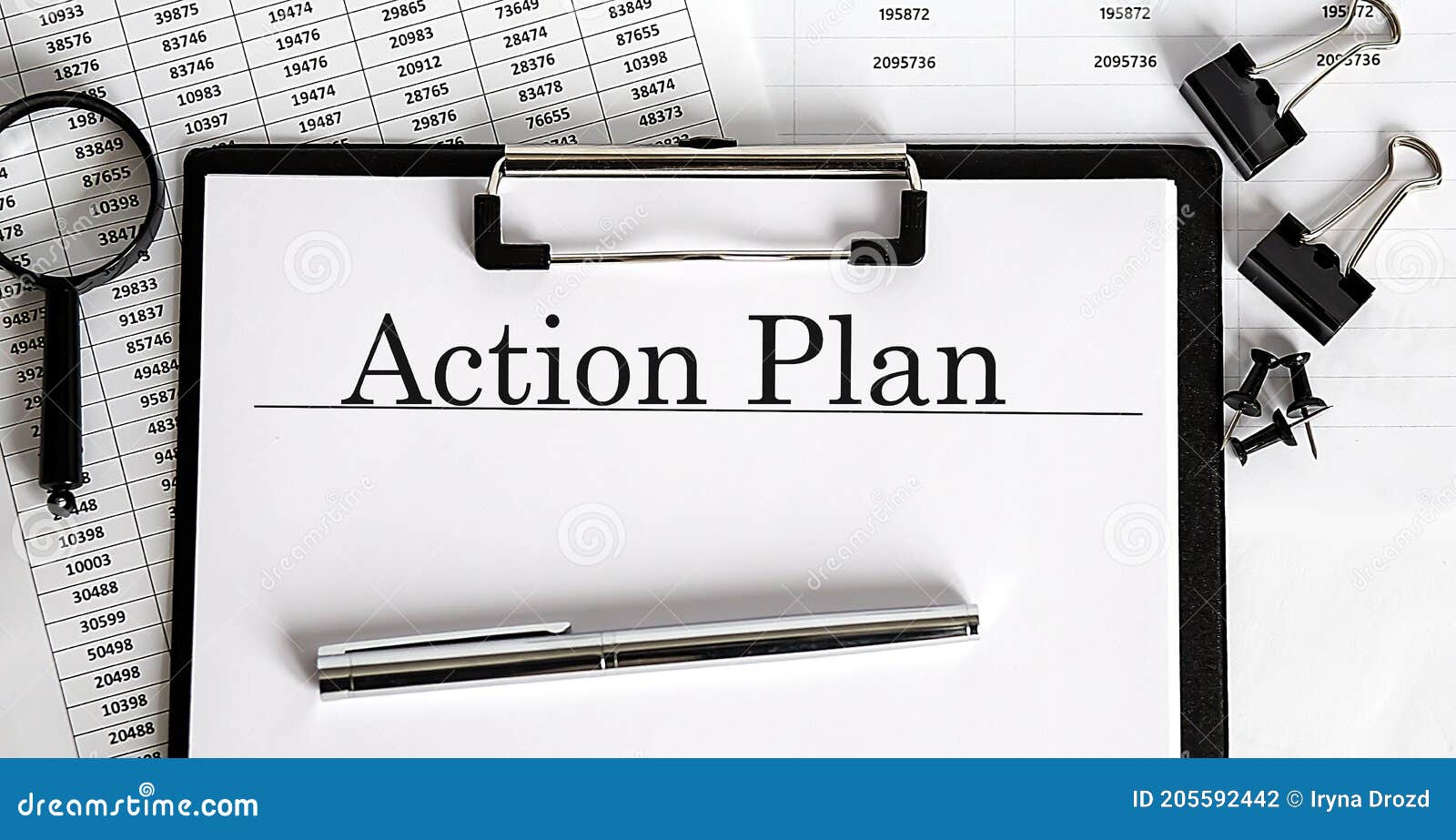 ACTION PLAN Management Written on the Paper with Office Tools Stock ...