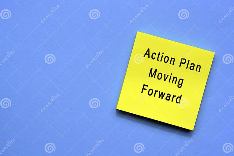 Action Plan Moving Forward Text on Yellow Sticky Note Stock Photo ...