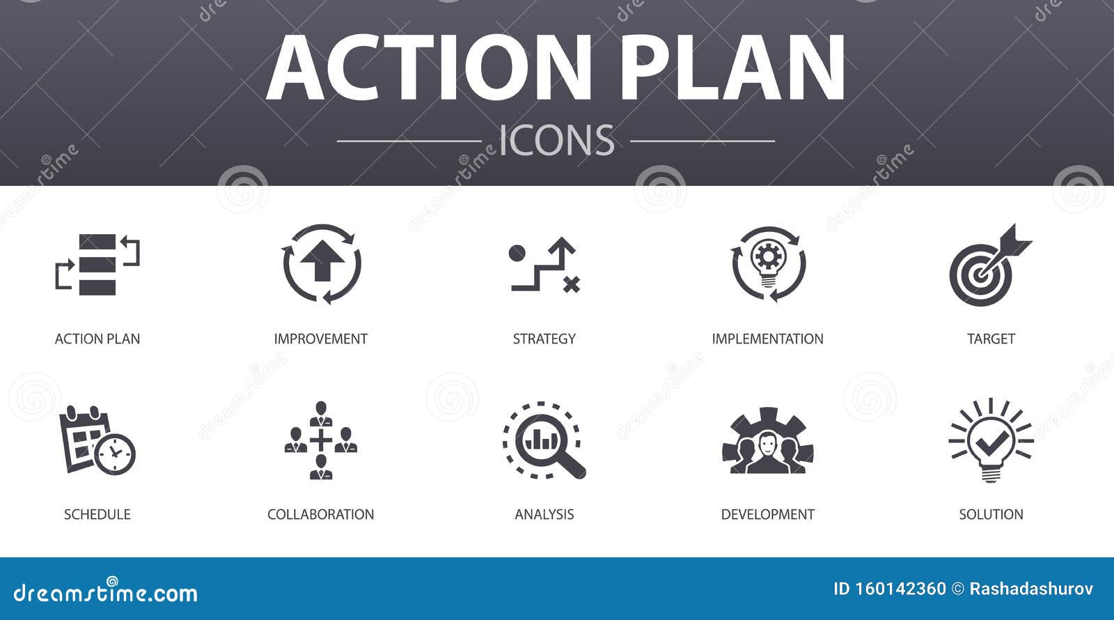 Action Plan Simple Concept Icons Set Stock Vector - Illustration of ...