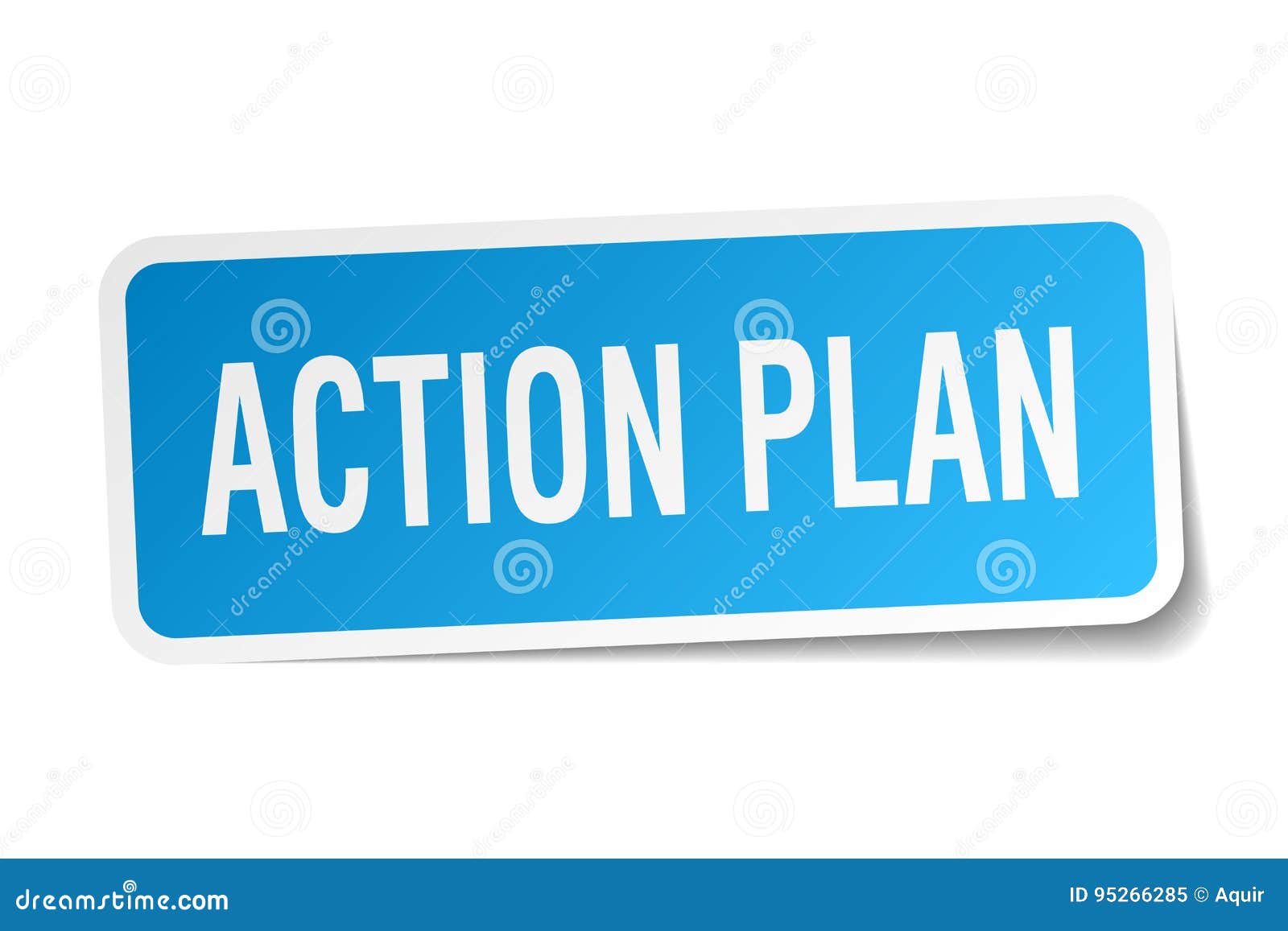 Action plan square sticker stock vector. Illustration of blue - 95266285
