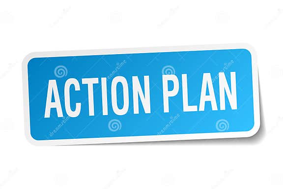 Action plan square sticker stock vector. Illustration of blue - 95266285