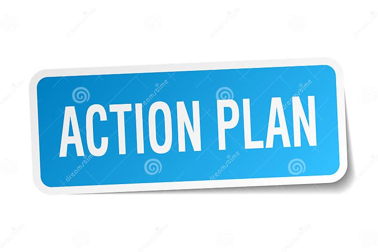 Action plan square sticker stock vector. Illustration of blue - 95266285