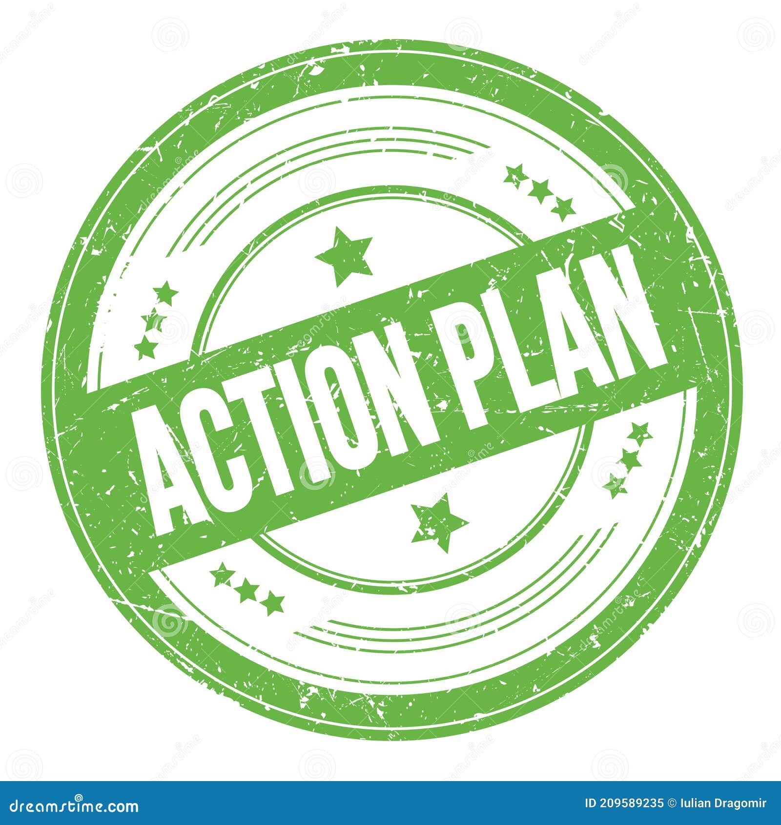 ACTION PLAN Text on Green Round Grungy Stamp Stock Illustration ...