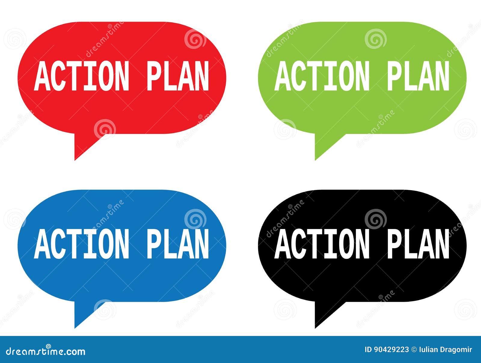 ACTION PLAN Text, on Rectangle Speech Bubble Sign. Stock Illustration ...