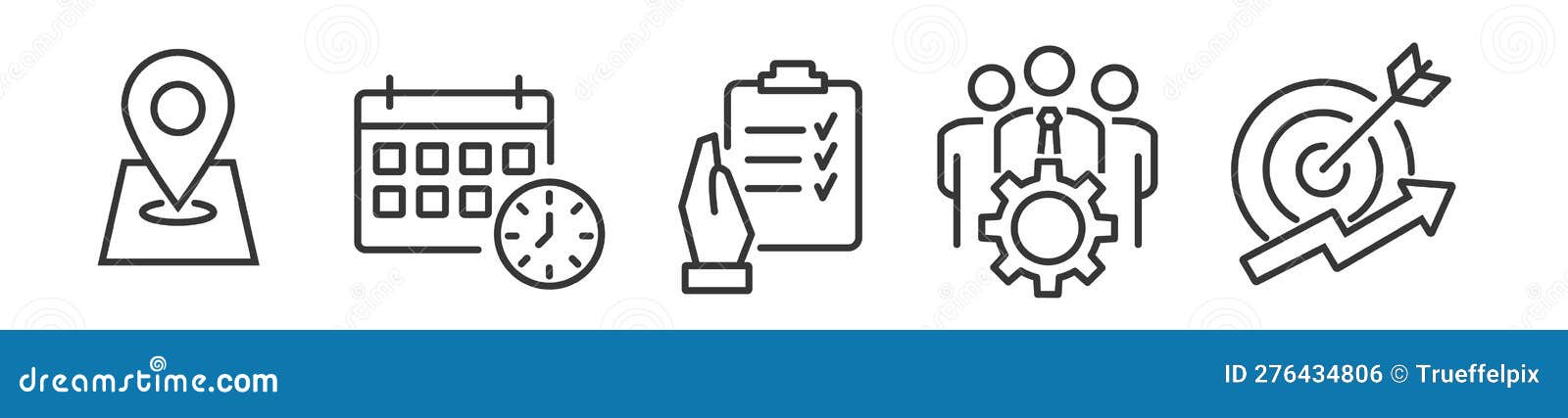 Action Plan - Thin Line Icon Collection on White Background - Vector ...