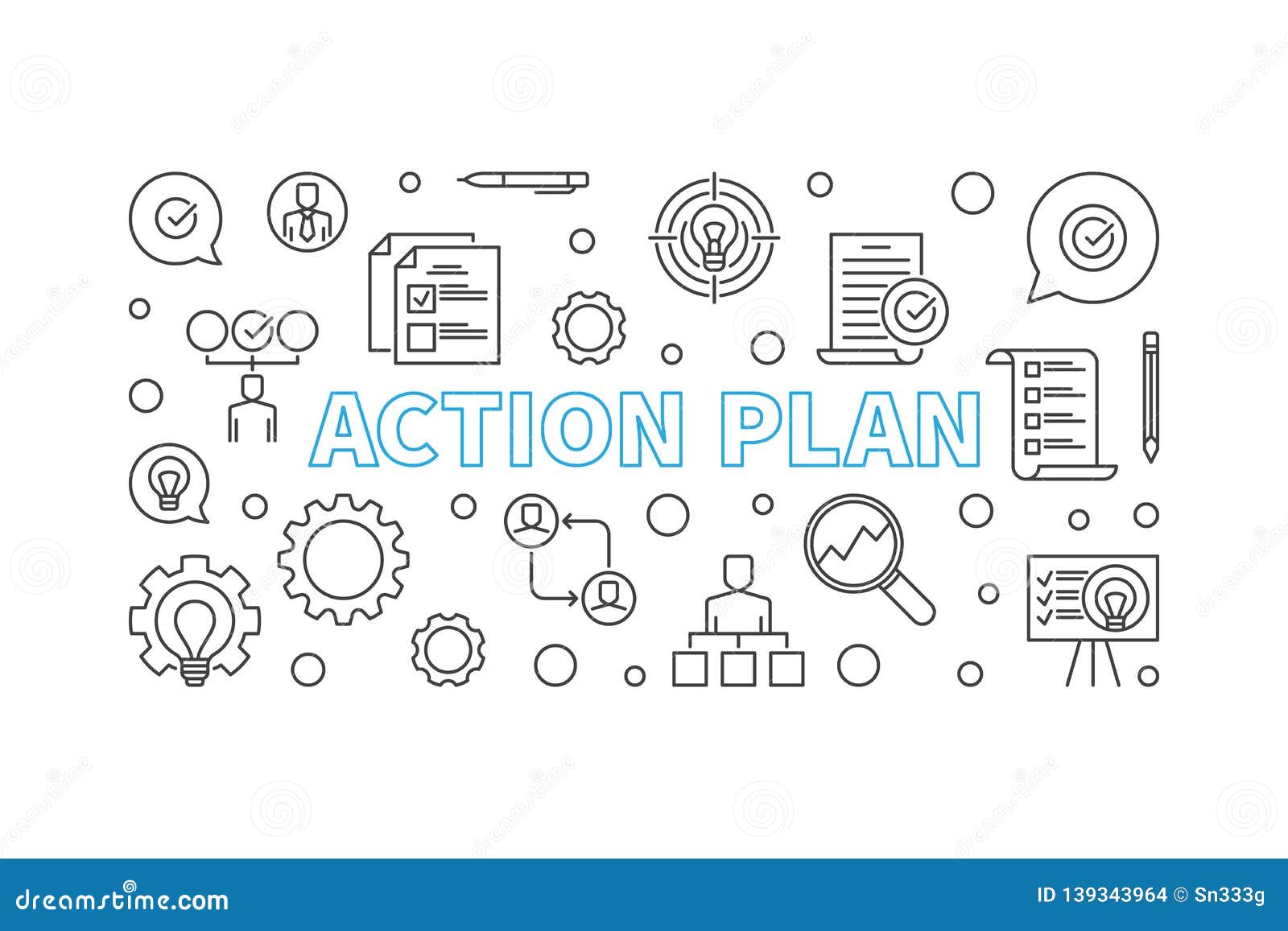 Action Plan Vector Horizontal Outline Illustration or Banner Stock ...