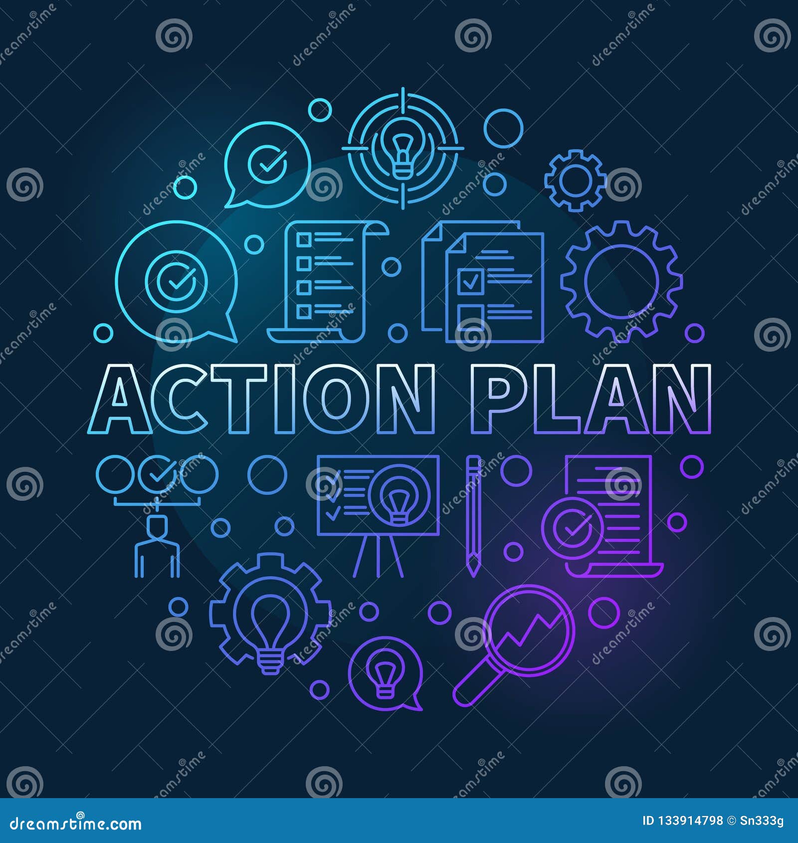 Action Plan Vector Round Blue Modern Outline Illustration Stock Vector ...