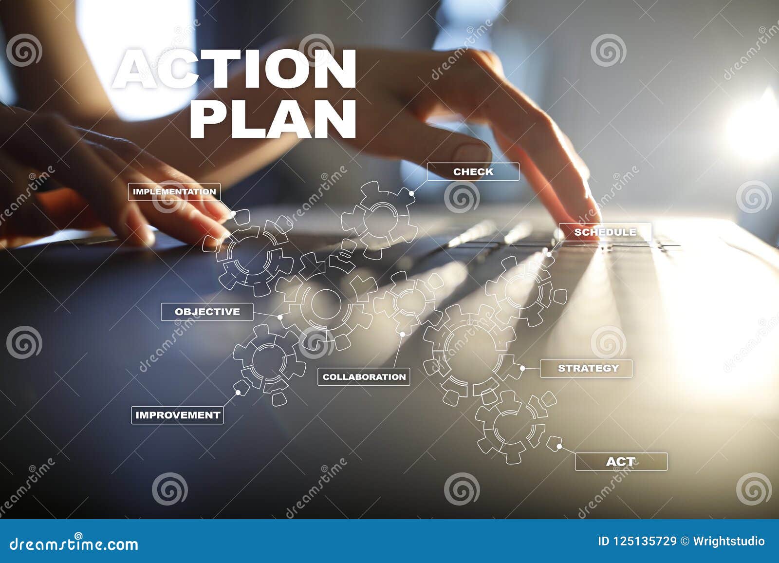 Action Plan on the Virtual Screen. Planning Concept. Business Strategy ...