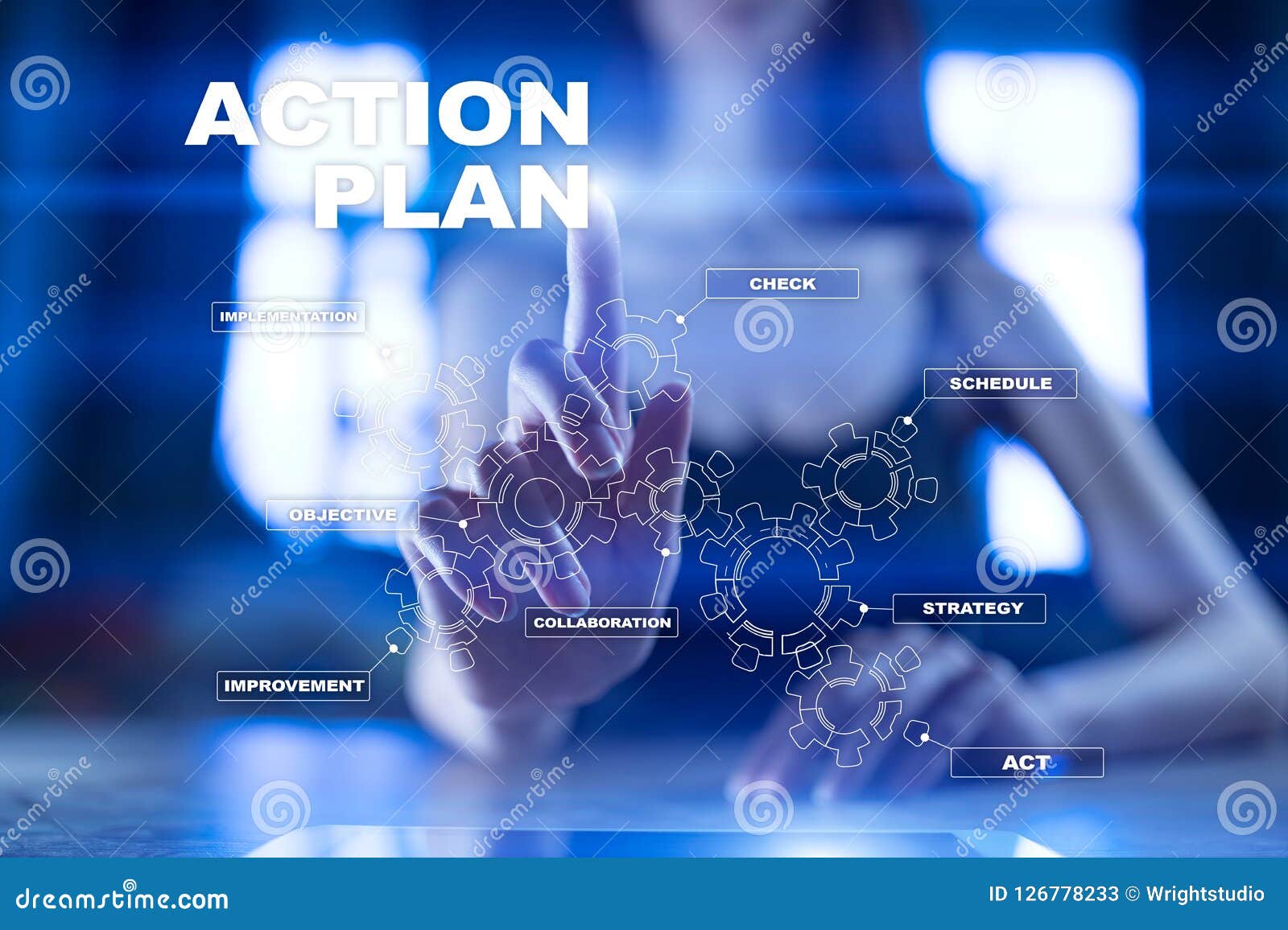 Action Plan on the Virtual Screen. Planning Concept. Business Strategy ...