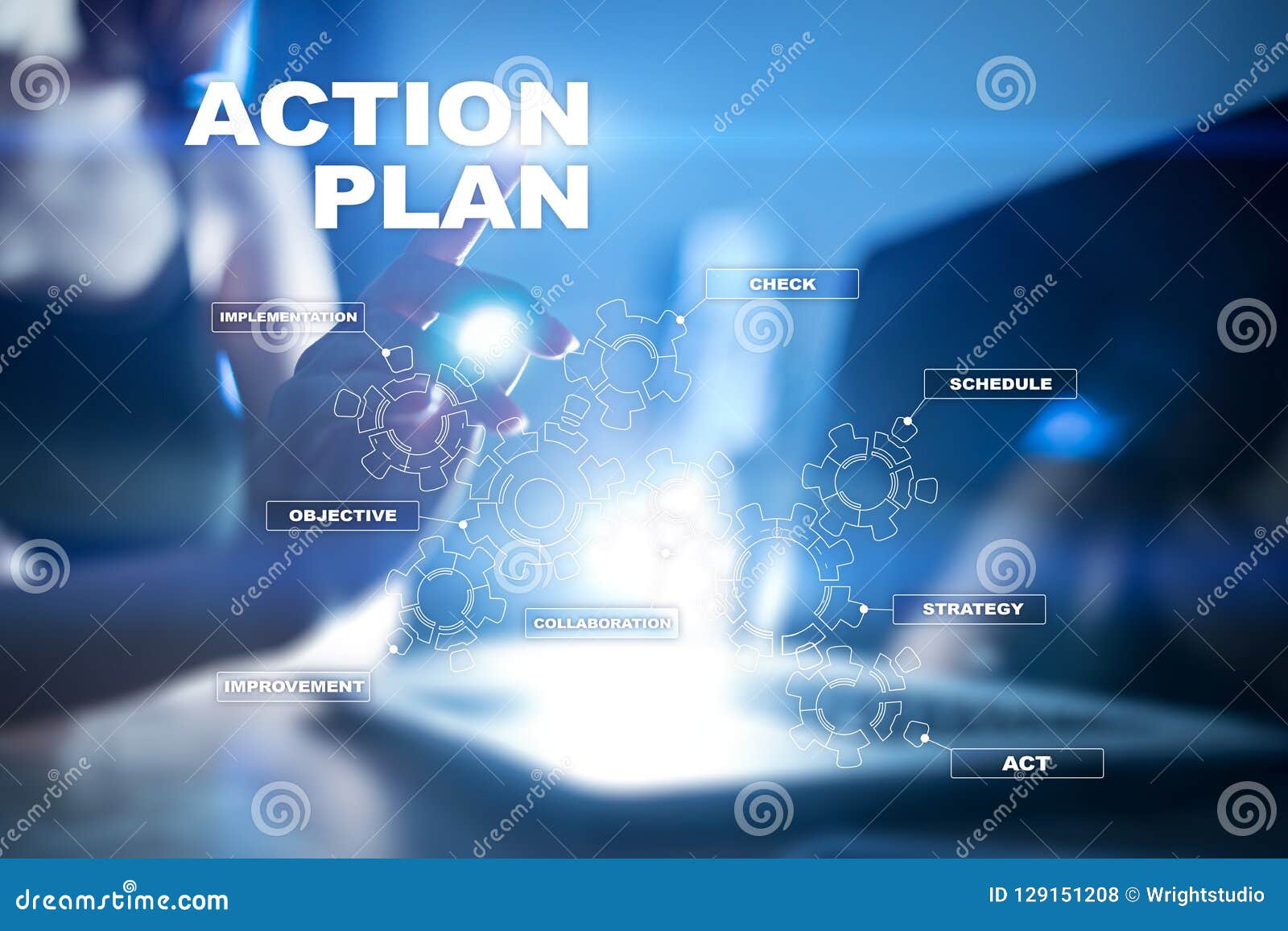 Action Plan on the Virtual Screen. Planning Concept. Business Strategy ...