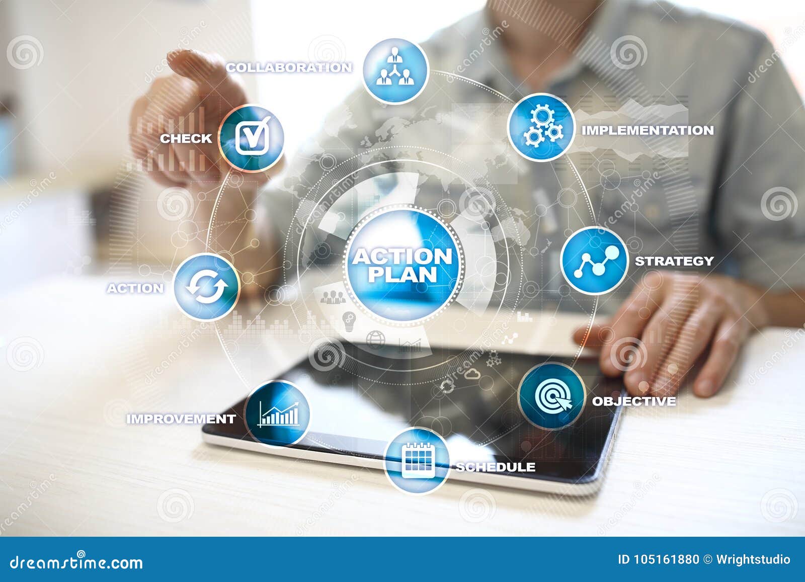 Action Plan on the Virtual Screen. Planning Concept. Business Strategy ...