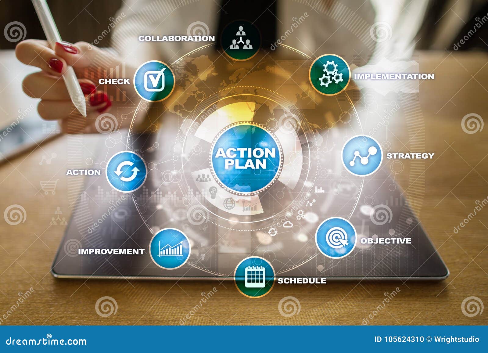 Action Plan on the Virtual Screen. Planning Concept. Business Strategy ...