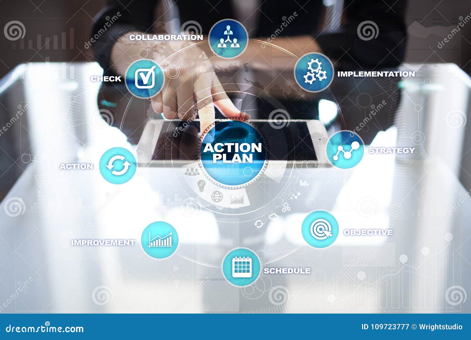 Action Plan on the Virtual Screen. Planning Concept. Business Strategy ...