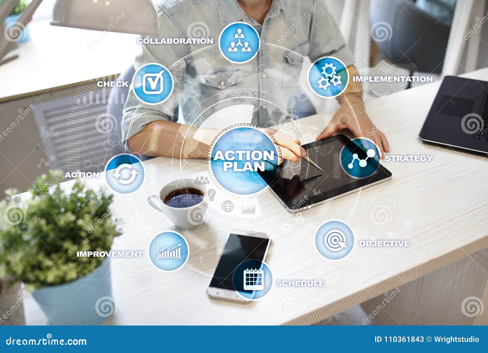 Action Plan on the Virtual Screen. Planning Concept. Business Strategy ...