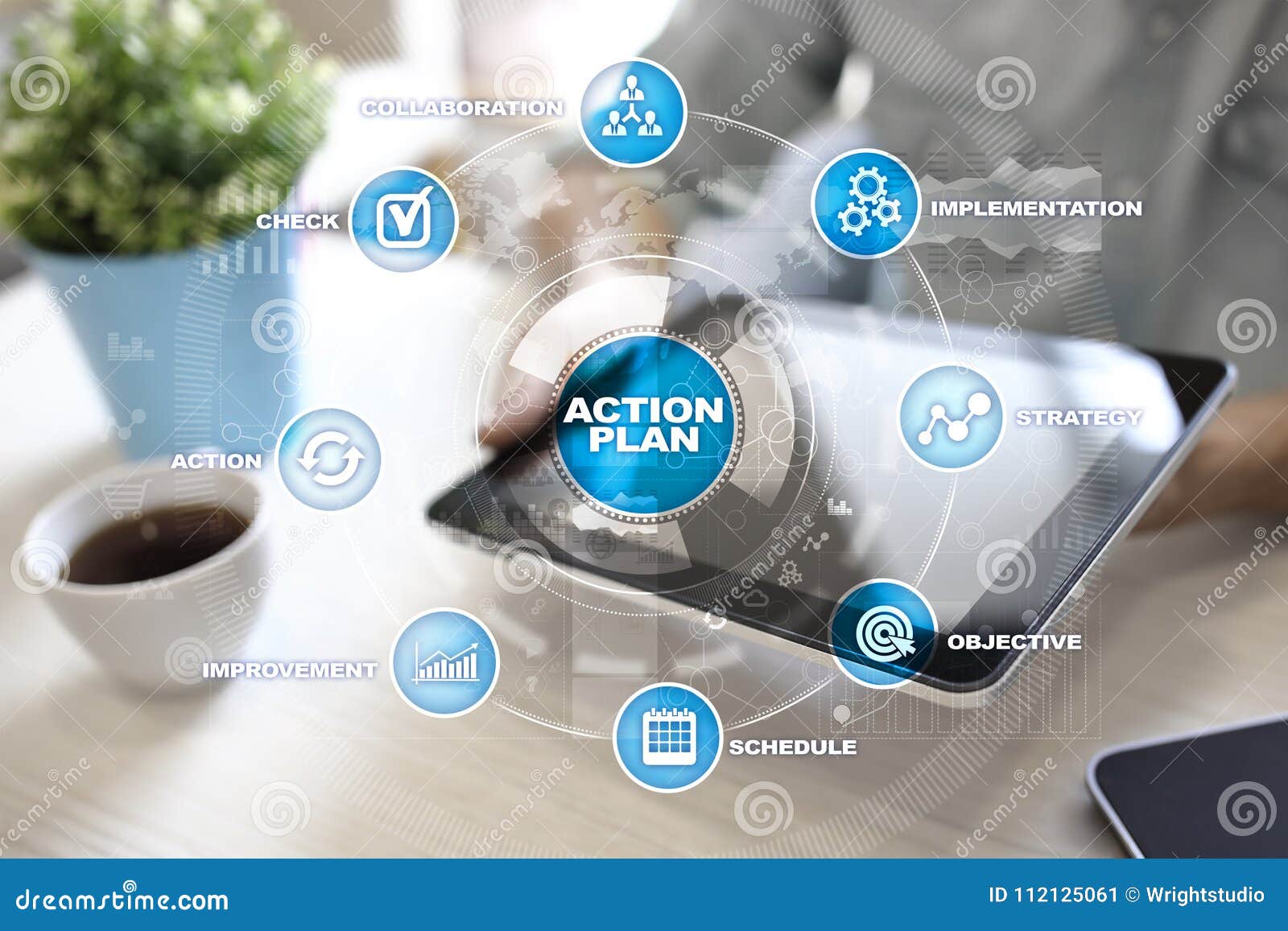 Action Plan on the Virtual Screen. Planning Concept. Business Strategy ...