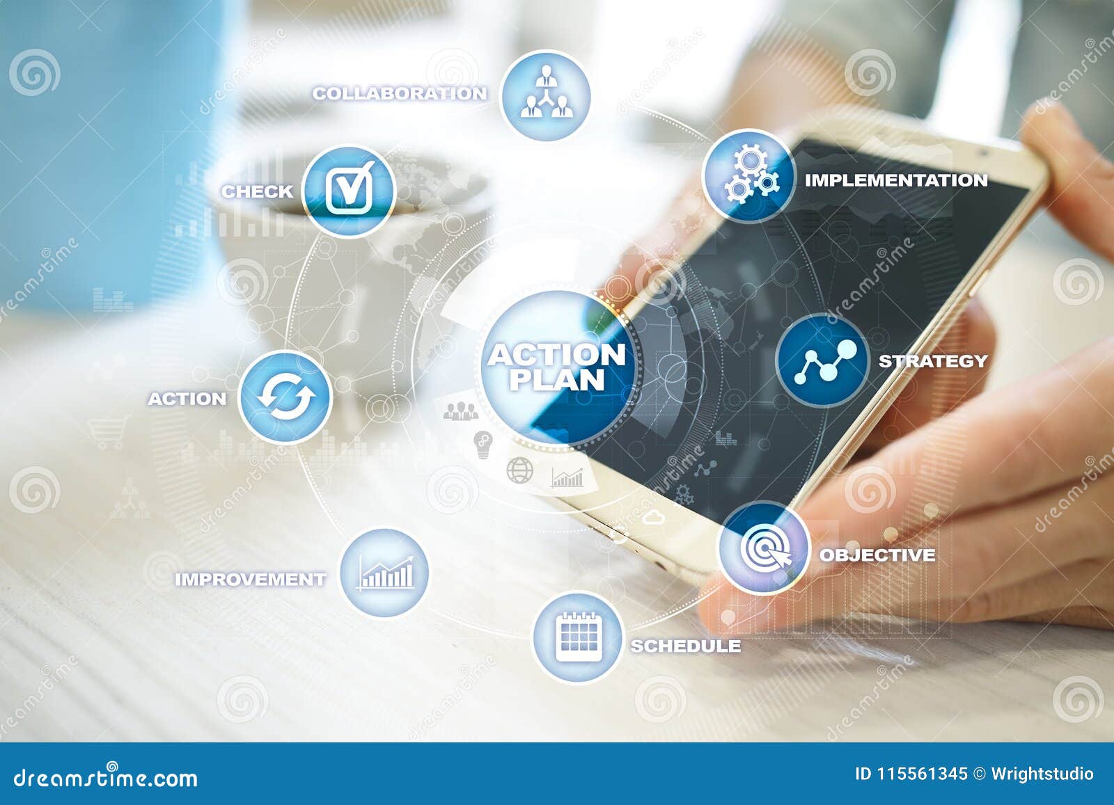 Action Plan on the Virtual Screen. Planning Concept. Business Strategy ...