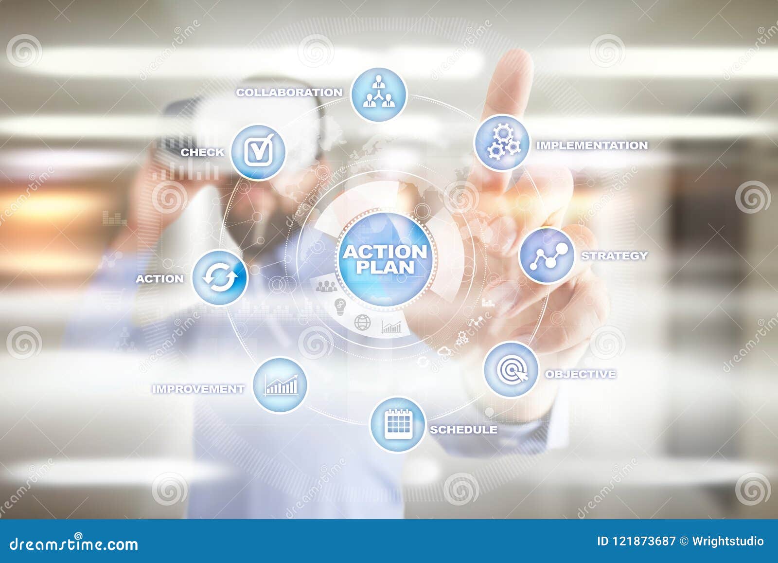 Action Plan on the Virtual Screen. Planning Concept. Business Strategy ...