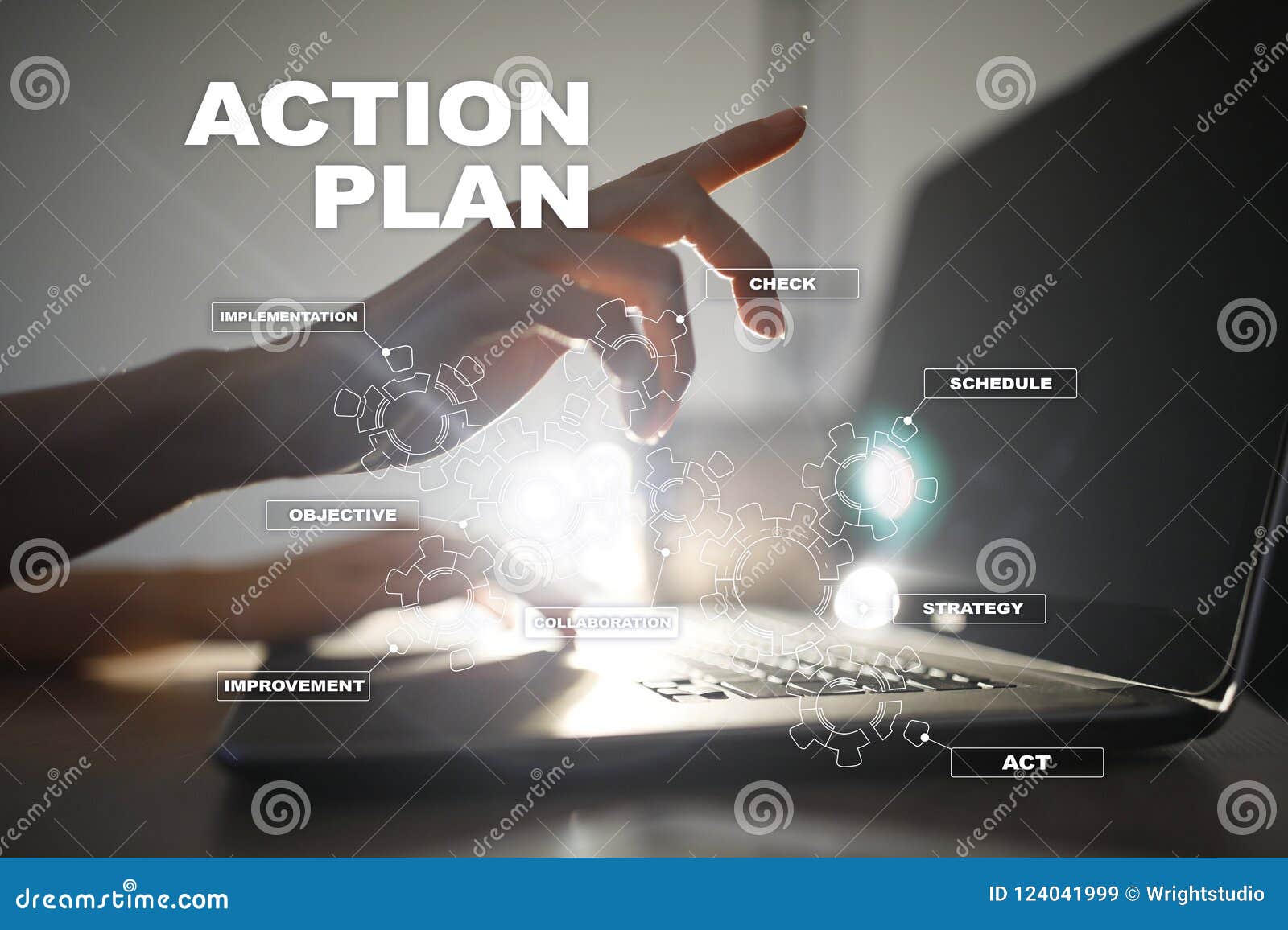 Action Plan on the Virtual Screen. Planning Concept. Business Strategy ...